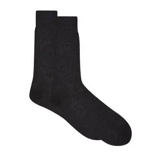 Pantherella Cashmere Ribbed Socks - Grey