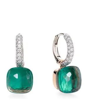 Pomellato White Gold, Diamond, Topaz And Agate Drop Earrings - Blue