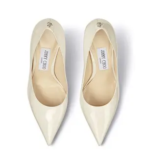 JIMMY CHOO Love 85 Patent Monogram Pumps - White
