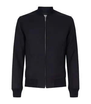 Sandro Wool-Blend Bomber Jacket Blue