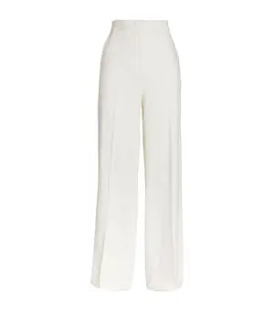 Max Mara Wool-Blend Wide-Leg Trousers White