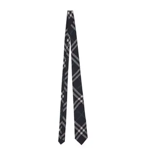Burberry Silk Check Neck Tie - Grey