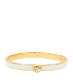 Halcyon Days Halcyon Days Gold-Plated Crystal Button Bangle Ivory