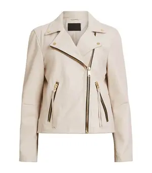 ALLSAINTS Leather Dalby Biker Jacket White