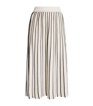 Max Mara Striped Pleated Midi Skirt - Blue
