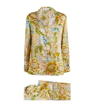 Olivia Von Halle Silk Floral Lila Pyjama Set Multi