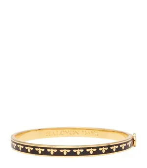 Halcyon Days Gold-Plated Bee Bangle Black