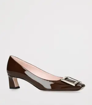ROGER VIVIER Patent Leather Belle Vivier Trompette 45 Pumps - Brown