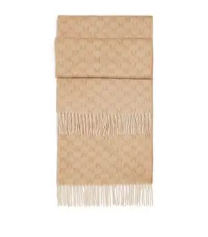 Max Mara Cashmere Monogram Scarf - Gold