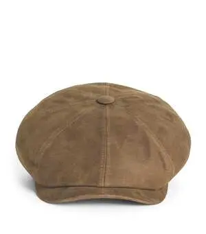 Stetson Leather Hatteras Flat Cap - Brown