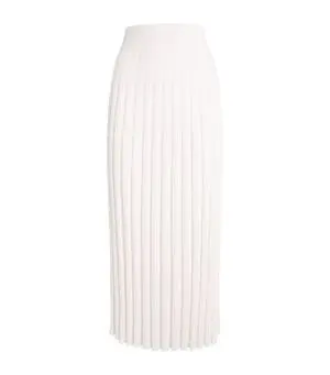 JOSEPH Ribbed Knit Midi Skirt Ivory