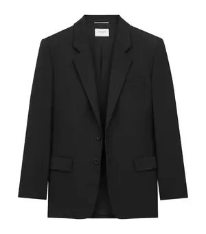 Saint Laurent Wool Gabardine Single-breasted Jacket - Black