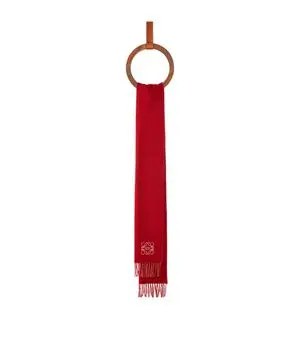 Loewe Cashmere-wool Two-tone Anagram Scarf Red