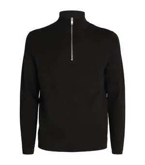 Sandro Half-zip Wool Sweater - Black