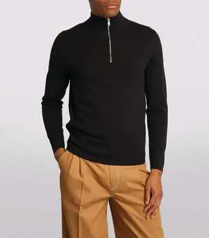 Sandro Half-zip Wool Sweater - Black