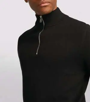 Sandro Half-zip Wool Sweater - Black