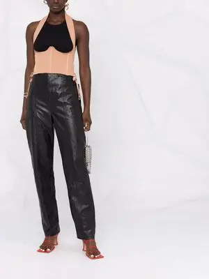 ANDREĀDAMO Ribbed-knit Corset Top