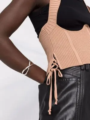 ANDREĀDAMO Ribbed-knit Corset Top