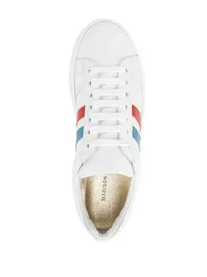 MADISON MAISON 3 Stripe Leather Sneakers - White