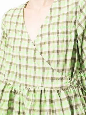 GANNI Check-print Wrap Dress