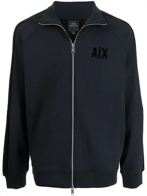 Armani Exchange Logo Embossed Zip-up Hoodie