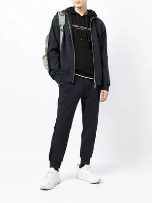 Armani Exchange Logo Embossed Zip-up Hoodie