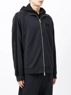 Armani Exchange Logo Embossed Zip-up Hoodie
