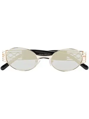 KAREN WAZEN Pam Oval-frame Sunglasses - Gold