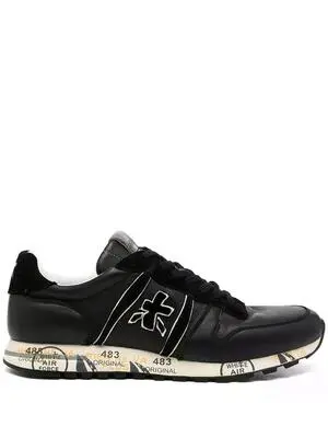 Premiata Logo-patch Low-top Leather Sneakers - Black