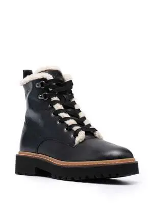 Hogan Faux-shearling Trim Lace-up Combat Boots