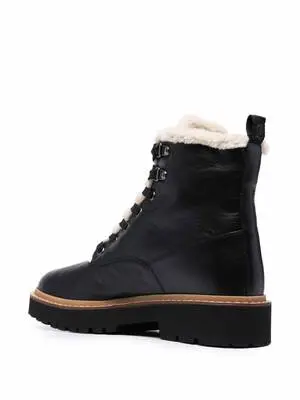 Hogan Faux-shearling Trim Lace-up Combat Boots