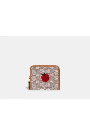 COACH Billfold Wallet In Signature Textile Jacquard With Ladybug Motif Embroidery - Red
