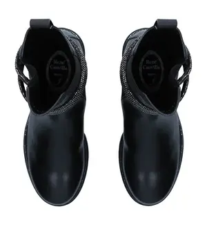 Rene Caovilla Leather Cleo Biker Boots 25 - Black