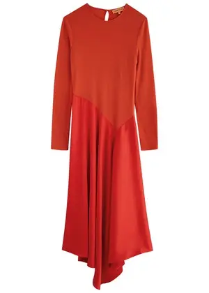 Stine Goya Wool And Satin Midi Dress