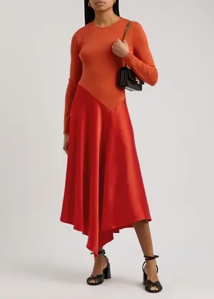 Stine Goya Wool And Satin Midi Dress