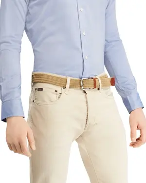 Polo Ralph Lauren Ralph Lauren Leather-trimmed Braided Belt - Brown