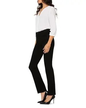 NYDJ Petites Marilyn High Rise Straight Jeans - Black
