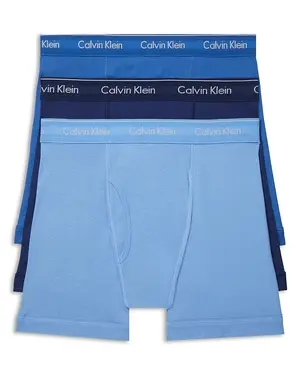 Calvin Klein Cotton Boxer Briefs, Pack Of 3 - Blue/light Blue/navy
