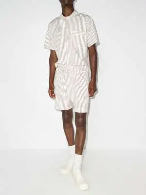TEKLA Vertical-stripe Pajama Shorts