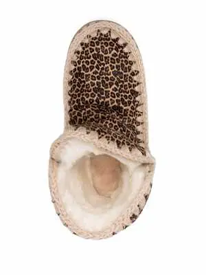 Mou Eskimo Leopard-print Boots - Brown