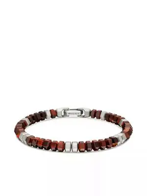 David Yurman Sterling Silver Hex Bead Bracelet - Brown