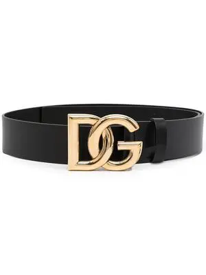 Dolce & Gabbana Logo-plaque Leather Belt - Black