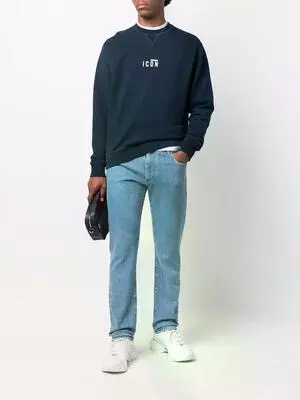 BILLIONAIRE Iconic Crest Embossed Straight-cut Jeans