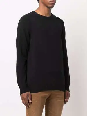 D4.0 Ribbed Trim Virgin Wool Jumper - Black