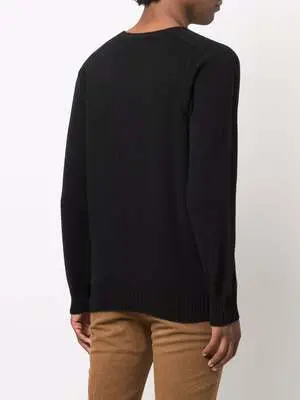 D4.0 Ribbed Trim Virgin Wool Jumper - Black