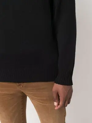 D4.0 Ribbed Trim Virgin Wool Jumper - Black