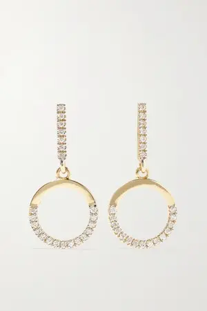 Mateo Half Moon Diamond Drop Earrings - Gold