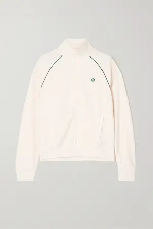 Tory Burch Piped Embroidered Cotton-blend Velour Track Jacket