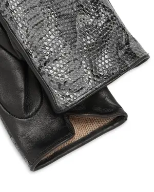 Bloomingdale'S Python Printed Leather Gloves - Gray Python