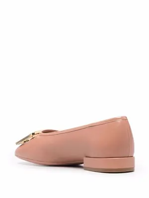 FERRAGAMO Embossed Logo Ballerina Shoes - Pink